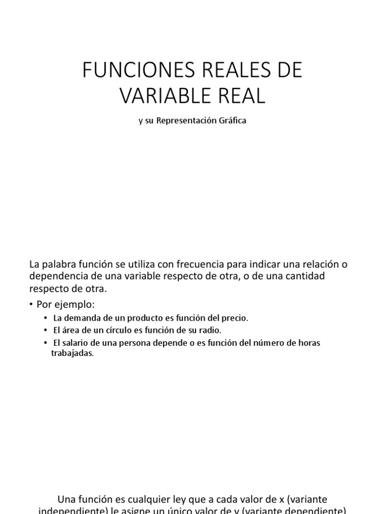 FUNCIONES REALES DE VARIABLES REALES - Presentacion-1 | PDF | Función (Matemáticas) | Matemáticas