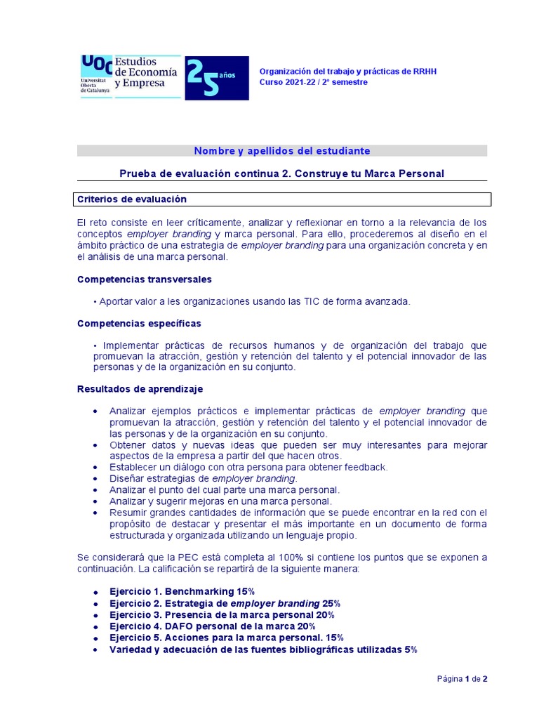 M1.354 PEC2 Enunciado 20212 | PDF | Benchmarking | Business