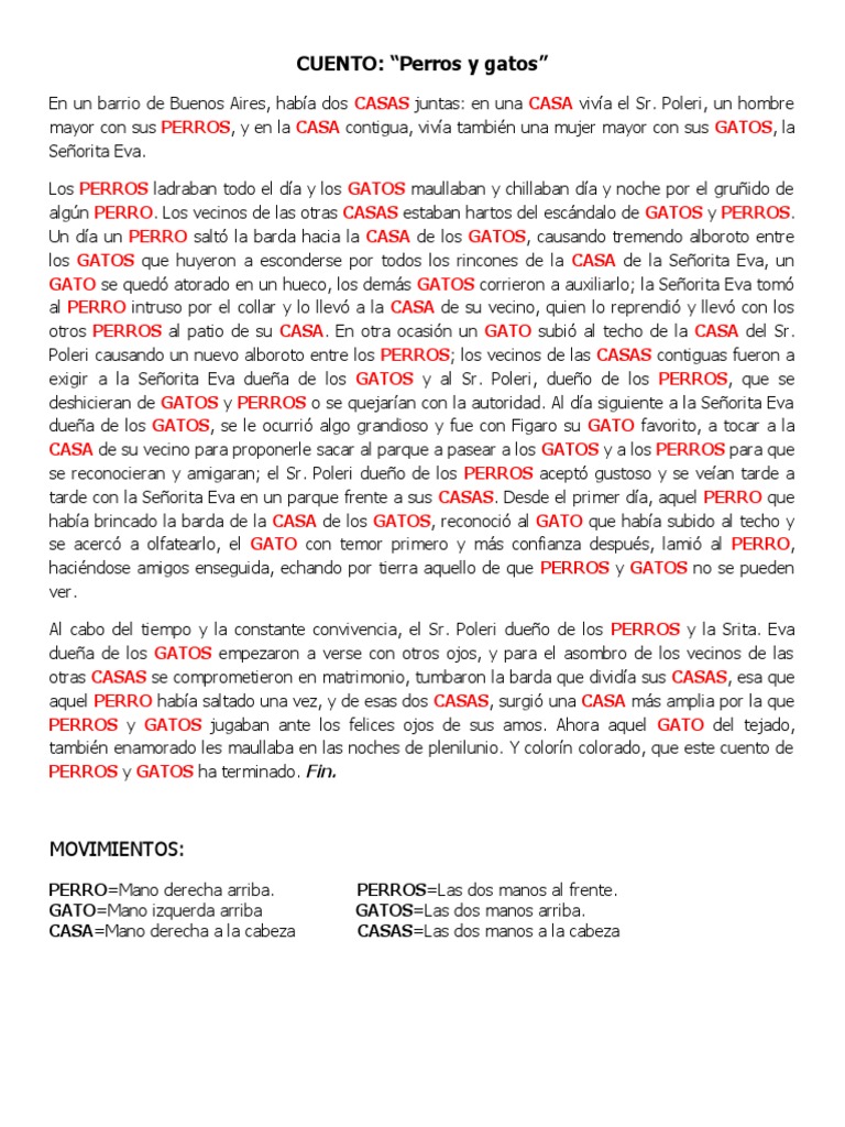 Perros y Gatos - Cuento | PDF