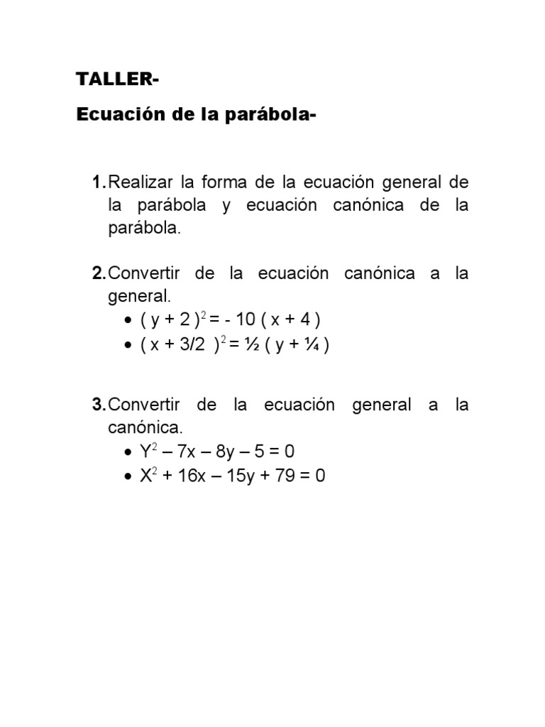 Ecuaciones de la Parábola: General y Canónica | PDF