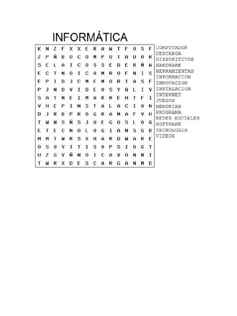 Sopa de Letra de Tecnologia | PDF