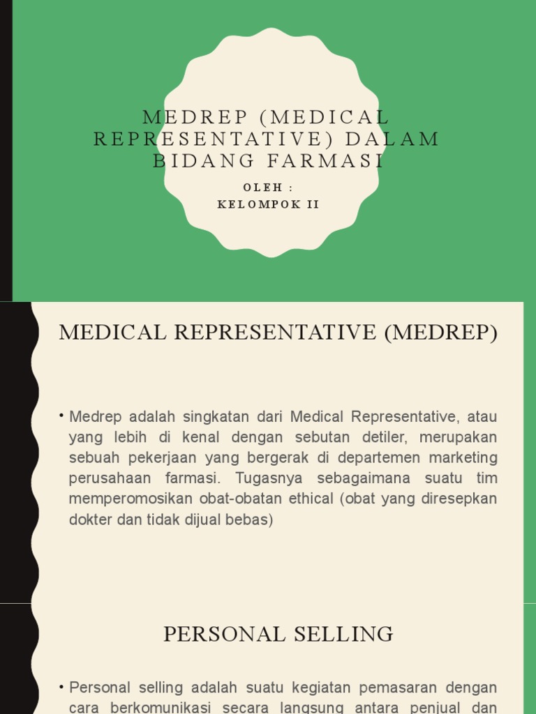 Medrep (Medical Representative) Dalam Bidang Farmasi | PDF