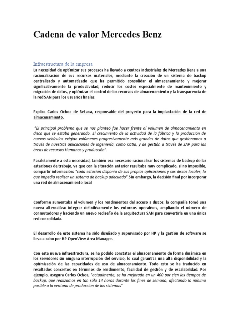 Porter y Cadena de Valor | PDF | Mercedes Benz | Logística