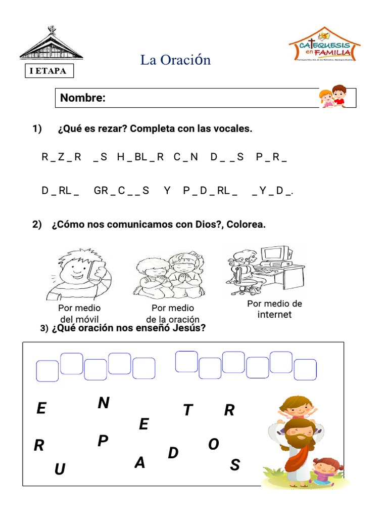 Exámenes Y Oraciones Para Catequesis Infantil Pdf Oración Orador