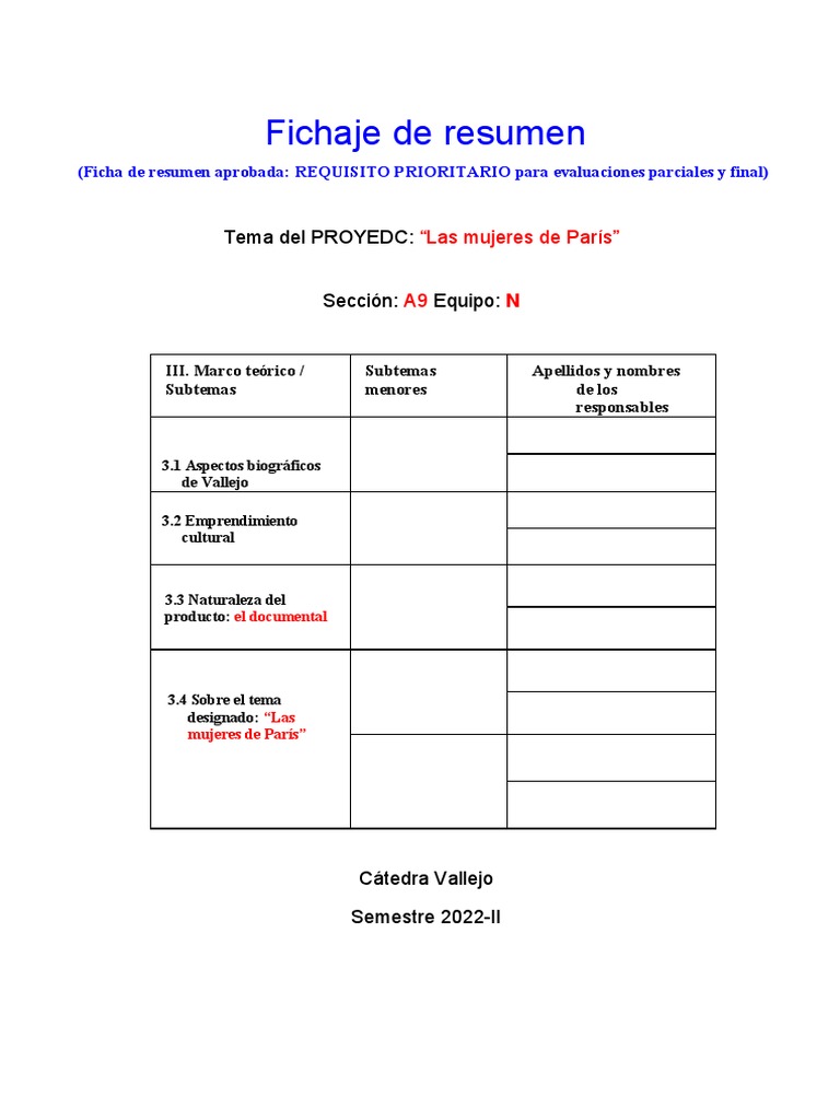 S3 Formato de La Ficha de Resumen - 2022-II | PDF