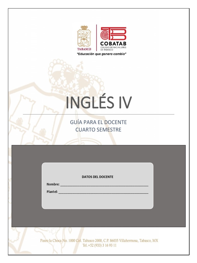 Cuarto Semestre.- Guía Didáctica Del Docente.- Inglés IV | PDF | Evaluación | Plan de estudios