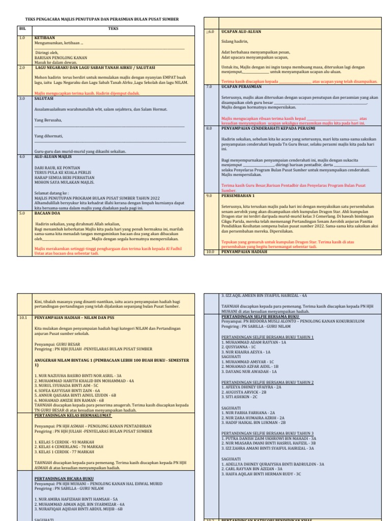 Template Teks Pengacara Majlis Formal | PDF