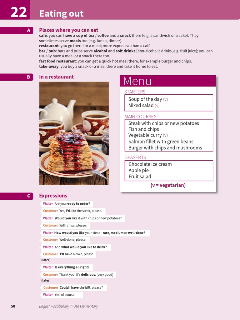 Eating Out and Restaurants | PDF | Meal | Menu