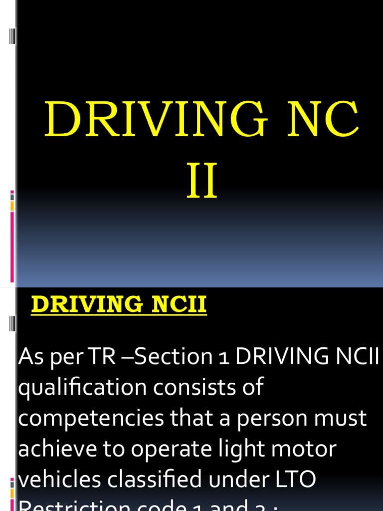 Driving NC II Course Overview | PDF | Learning | Curriculum