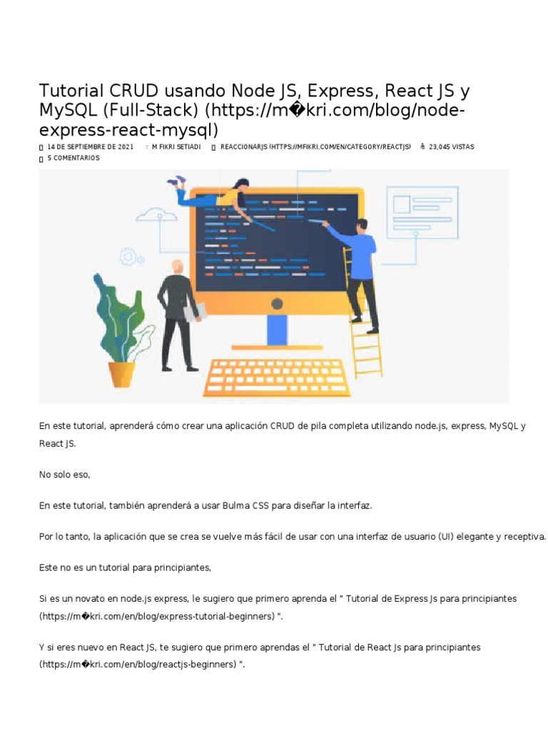 Tutorial Crud Usando Node Js Express React Js Y Mysql Full Stack 2 Pdf Mi Sql Sql