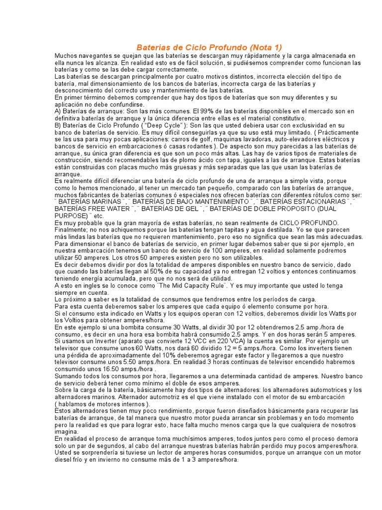 Baterías de Ciclo Profundo | PDF | Cargador de batería | Ingenieria Eléctrica