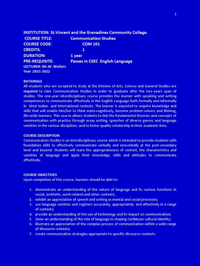 Cape Communication Studies Course Outline 2018-2019 | PDF ...