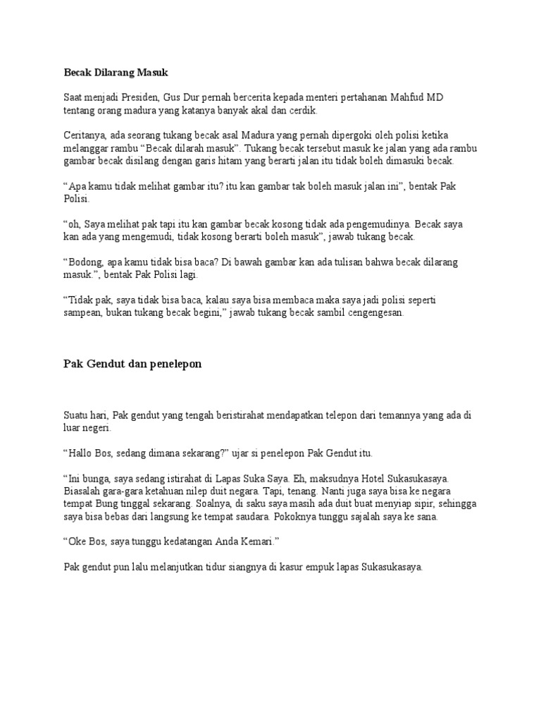 Becak Dilarang Masuk | PDF