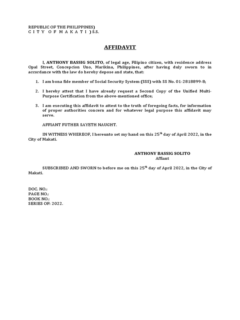 Aff Cant Secure Certificate ANTHONY BASSIG SOLITO | PDF