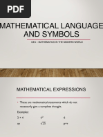 Lesson 3 Mathematical Languages and Symbols | PDF | Set (Mathematics) | Function (Mathematics)