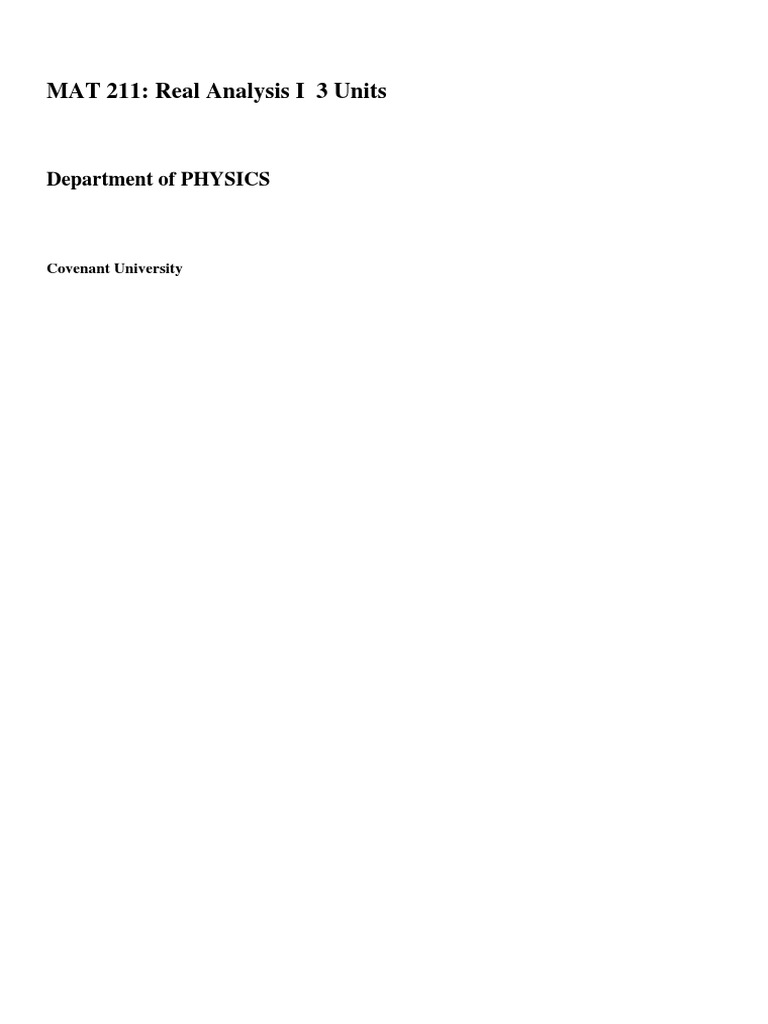 MAT 211: Real Analysis Overview | PDF