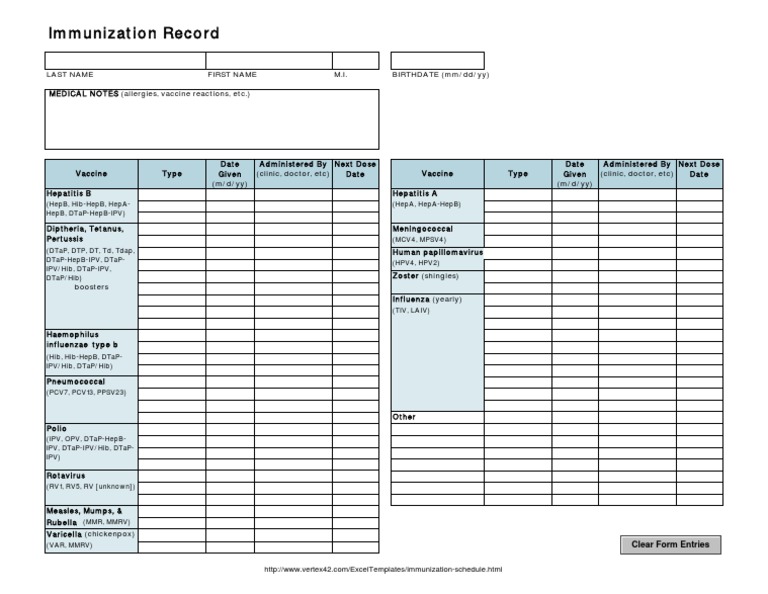 Immunization Record | PDF