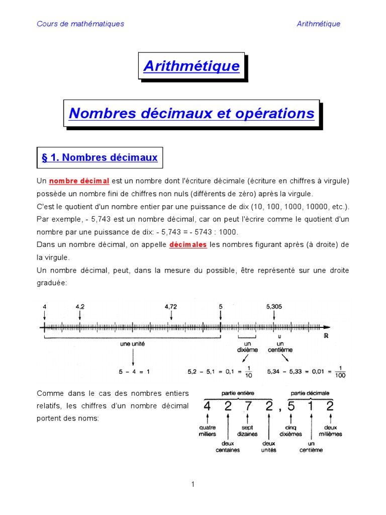 Guide des Nombres Décimaux | PDF | Nombre | Division