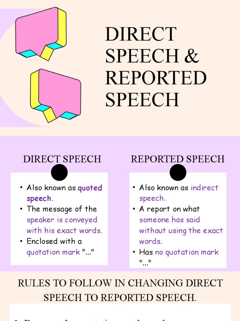 Direct and Reported Speech | PDF | Verb | Grammar