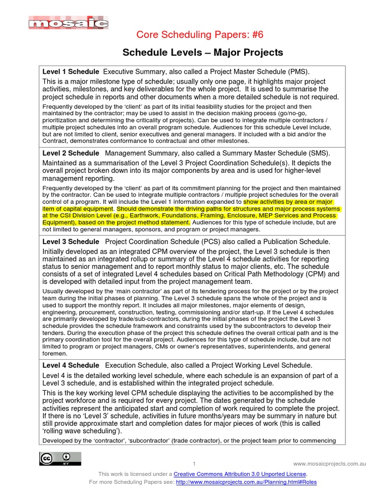 Schedule Levels | PDF | Project Management | Business