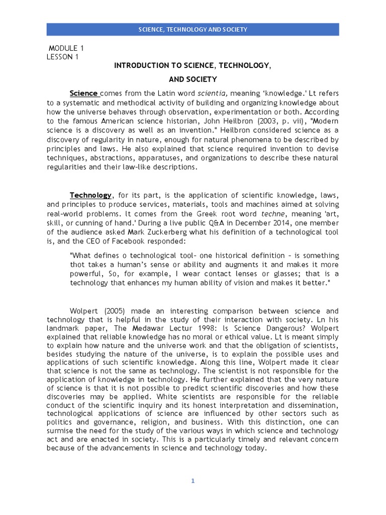 STS Module 1 Lesson 1 | Download Free PDF | Science | Human