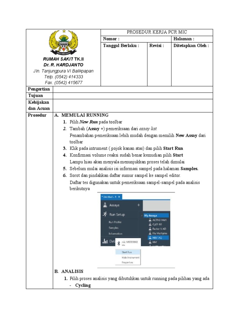 Sop Prosedur Kerja PCR Mic | PDF