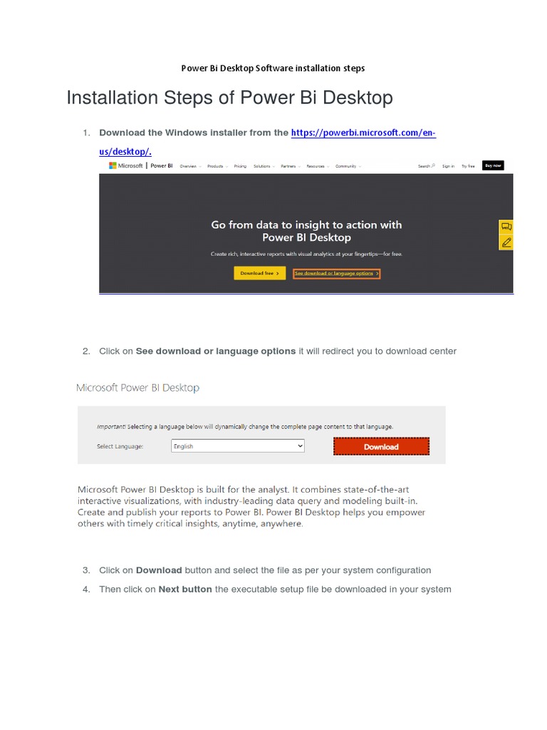 Power Bi Software Installation Steps | PDF