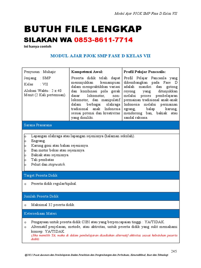 Modul Ajar Permainan Tradisional SMP | PDF | Karier & Perkembangan
