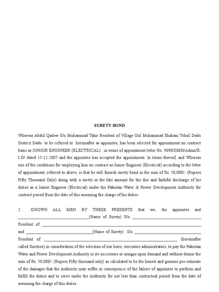 Surety Bond | PDF | Civil Law (Legal System) | Social Institutions