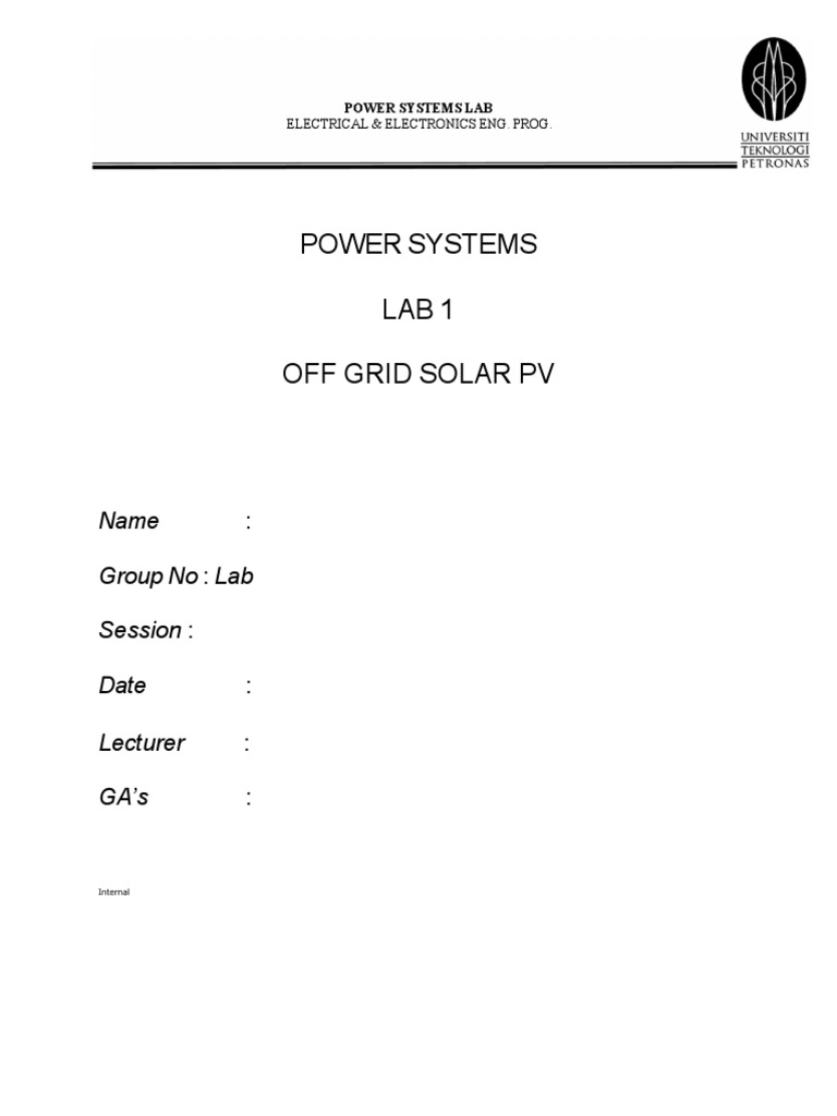 Off-Grid Solar PV Lab Experiment | PDF | Solar Power | Photovoltaics
