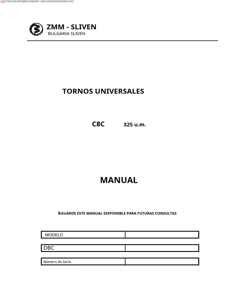 ZMM - C8C - CU325 - ENG (1) Manual - En.es | PDF | Herramientas | Máquinas