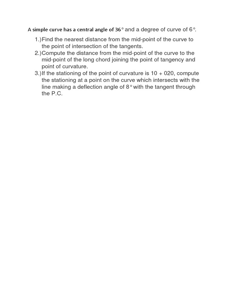 Simple Curve Calculations and Angles | PDF