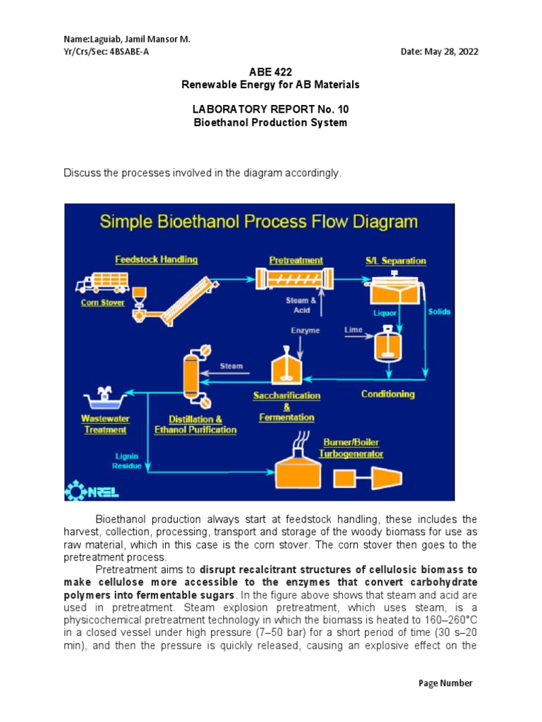 Lab Exe No 10 Design Of Simple Bioethanol Production System Fermentation Pdf Ethanol