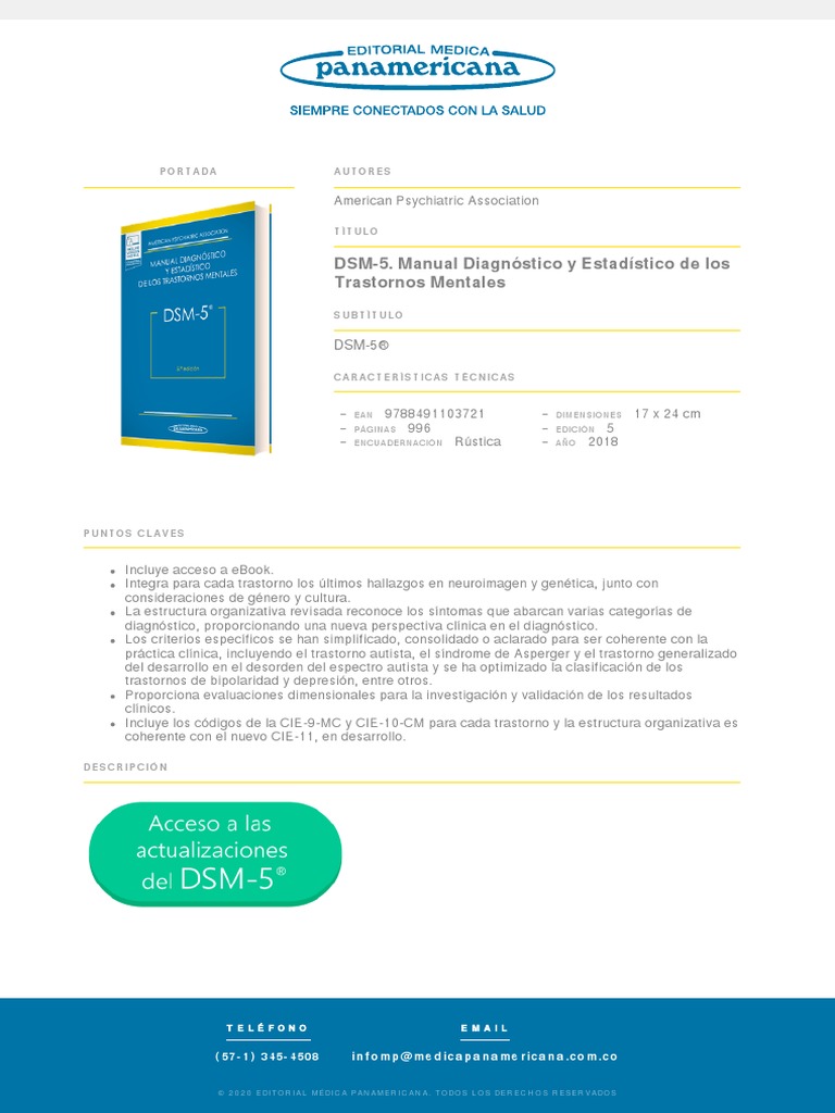 DSM-5. Manual Diagnóstico y Estadístico de Los Trastornos Mentales | PDF | Manual Diagnóstico y ...