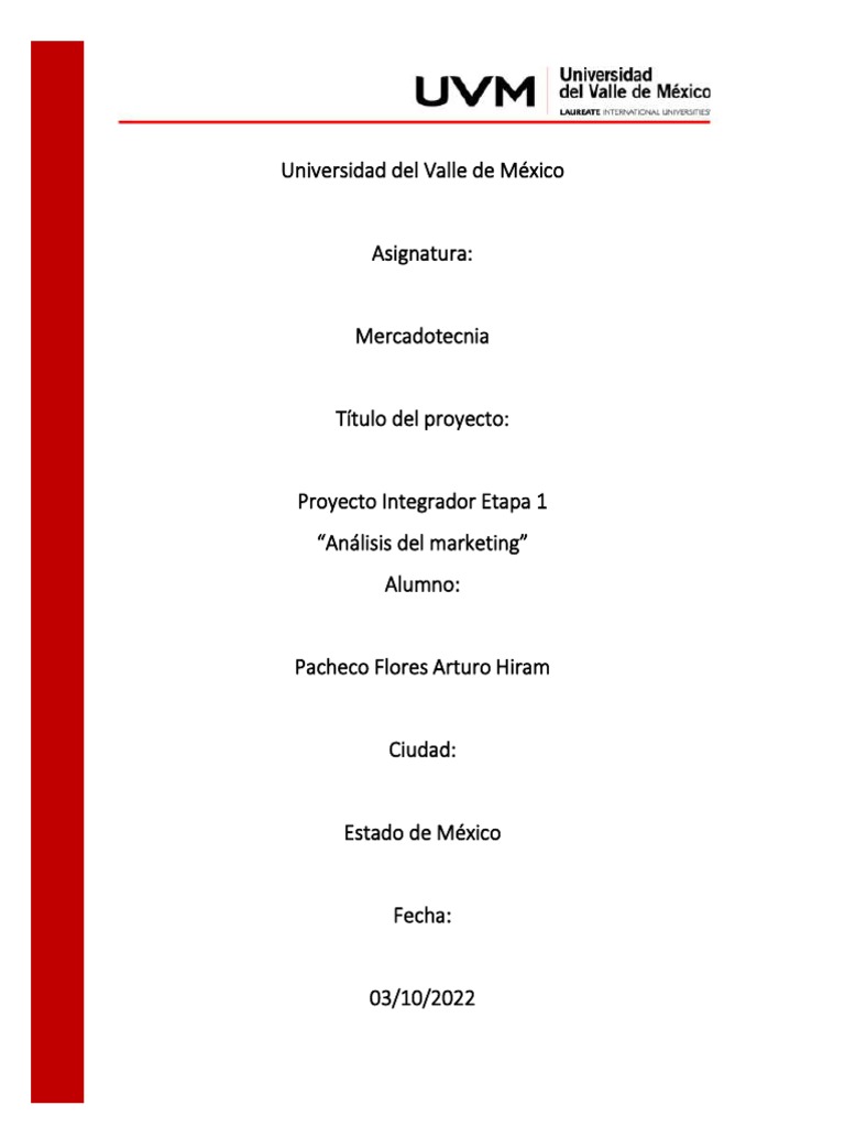 Proyecto Integrador Etapa 1 (Mercadotecnia) | PDF | Marketing | México