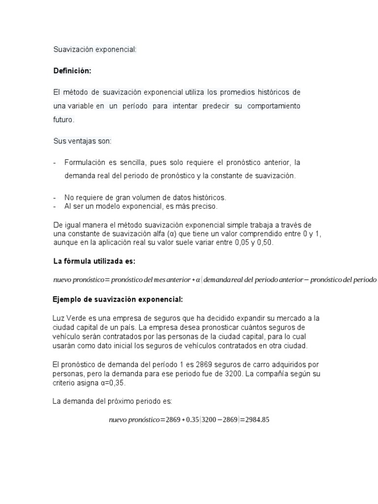 Suavización Exponencial: Método y Ejemplo | PDF