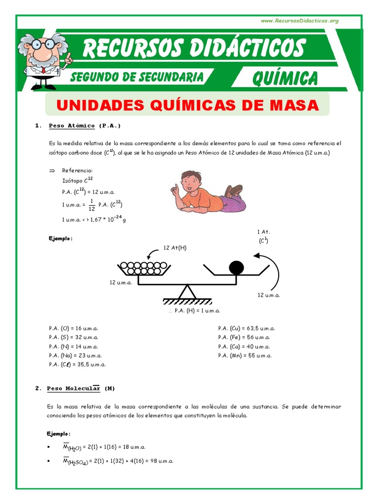 Definiciones de Las Unidades Quimicas de Masa para Segundo de Secundaria | PDF | Mole (Unidad ...