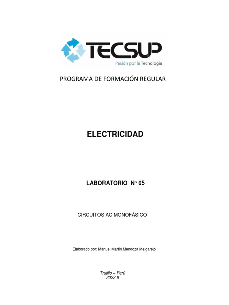 Laboratorio 05 - Circuitos Ac Monofásico | PDF | Resistor | voltaje