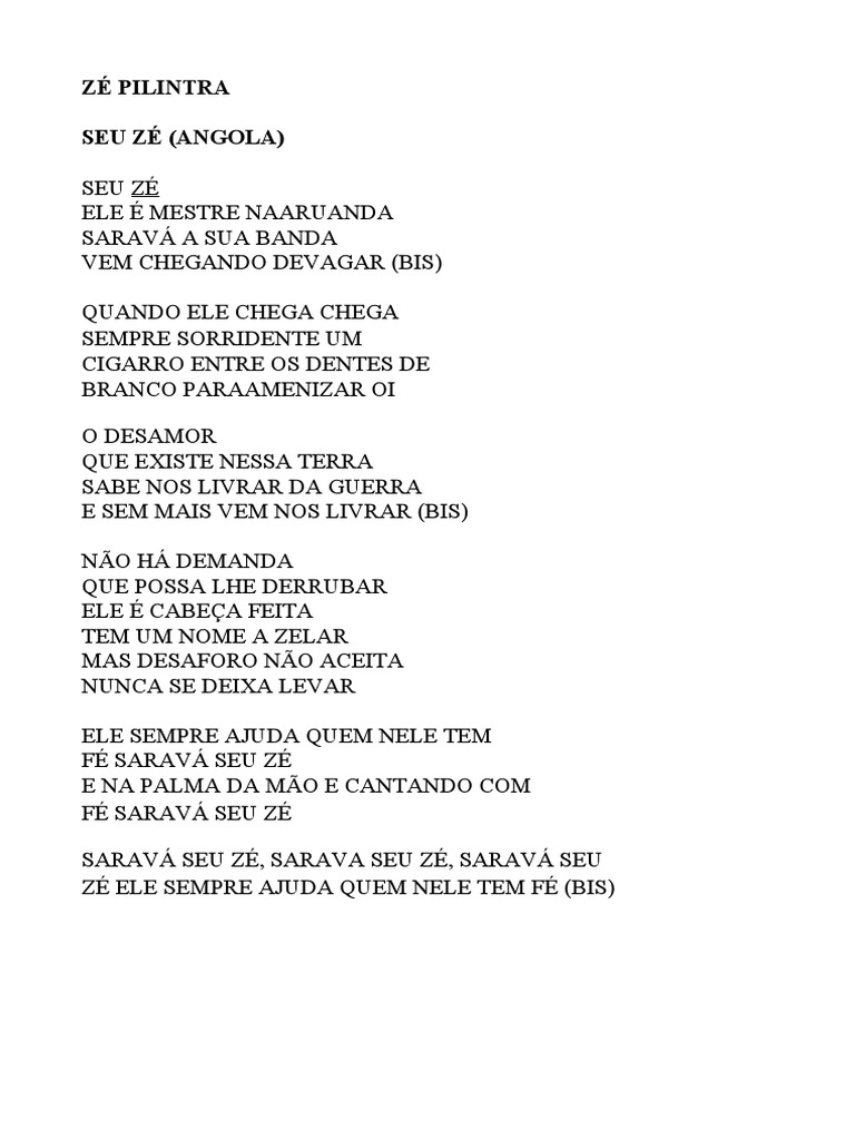Saravá Seu Zé, Sarava Seu Zé, Saravá Seu Zé Ele Sempre Ajuda Quem Nele ...