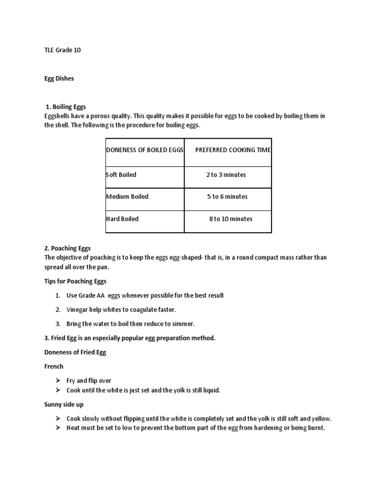 TLE Grade 10 Notes | Download Free PDF | Pasta | Egg As Food