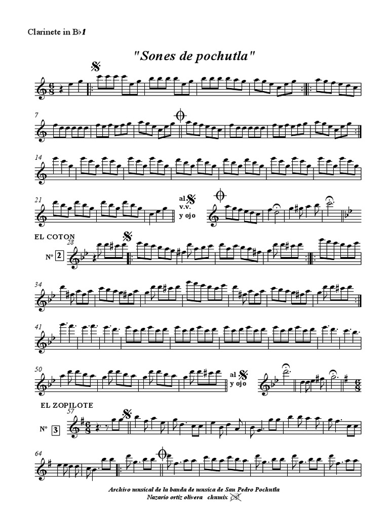 Sones de Pochutla Clarinete in Bb1 | PDF