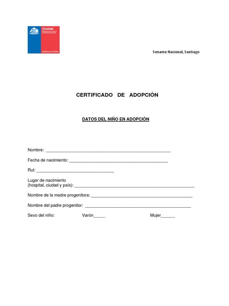 Certificado de Adopción | PDF