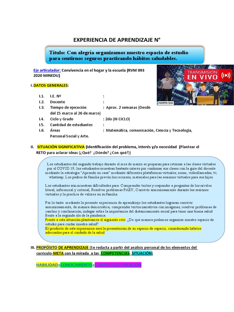 Experiencia de Aprendizaje Elaborado en Clase | PDF | Aprendizaje | Maestros