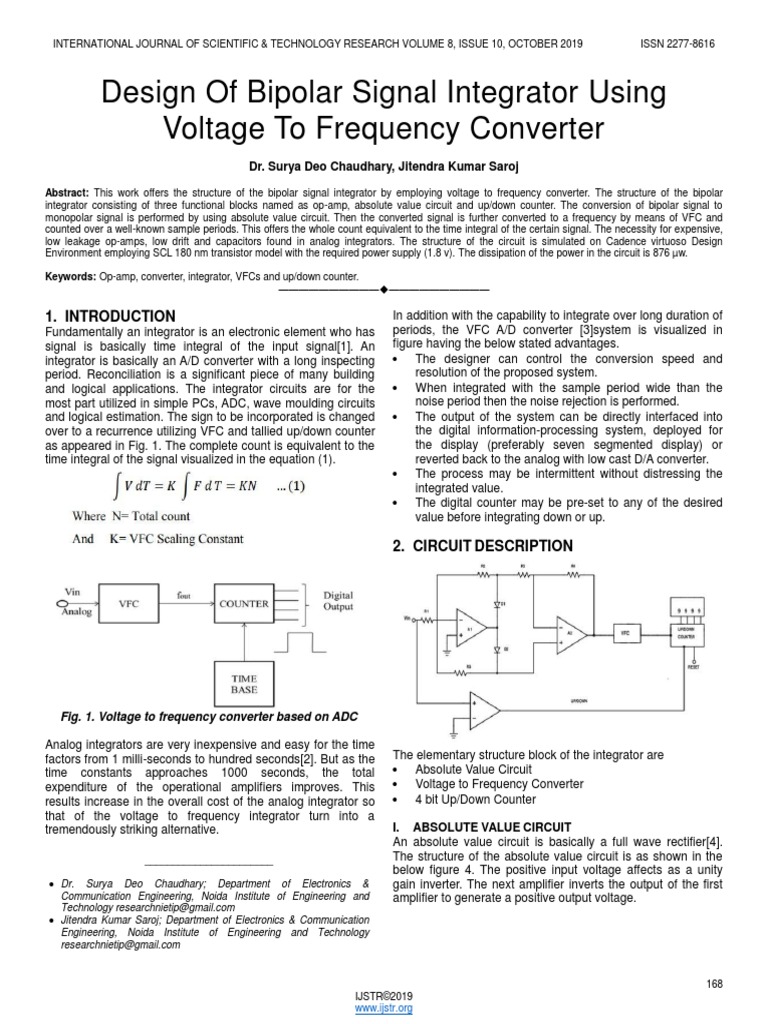 Design of Bipolar Signal Integrator | PDF | Electronic Circuits | Analog To Digital Converter