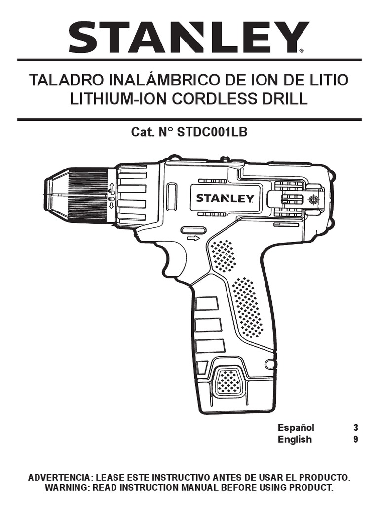 Manual de Usuario Stanley STDC001LB B3 29505090 | PDF | Perforar | Tornillo