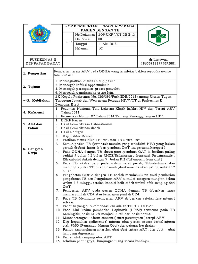 SOP Terapi ARV untuk Pasien TB | PDF