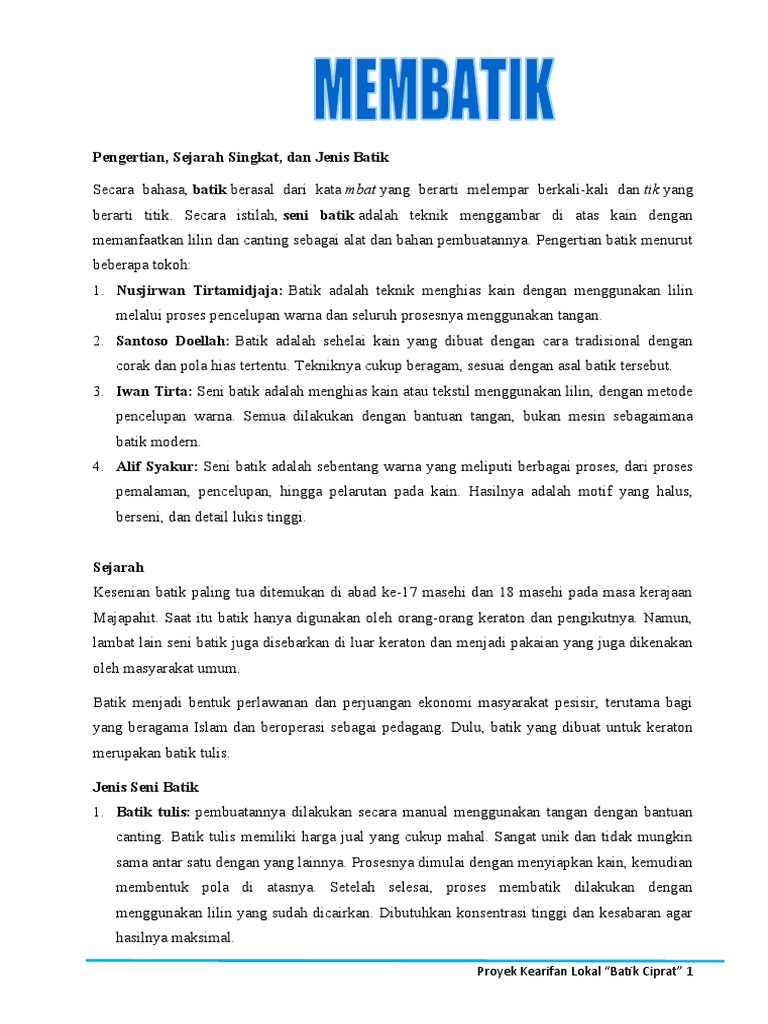 Cara Membuat Batik Ciprat | PDF