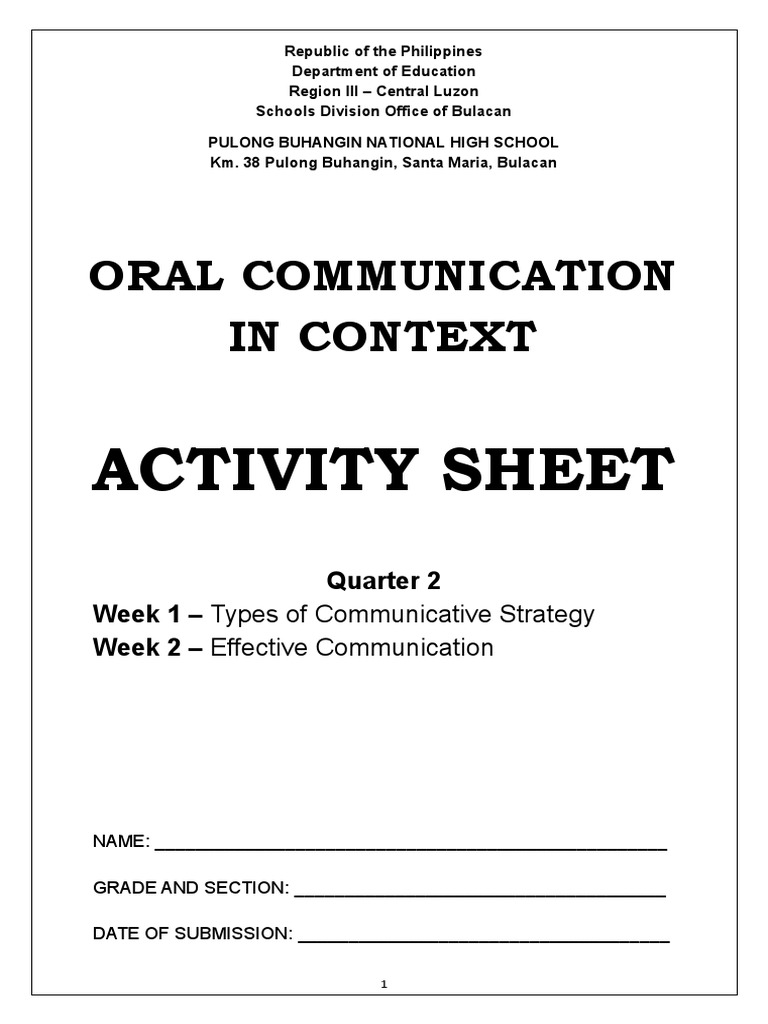 Communicative Strategies Activity Sheet | PDF | Conversation ...