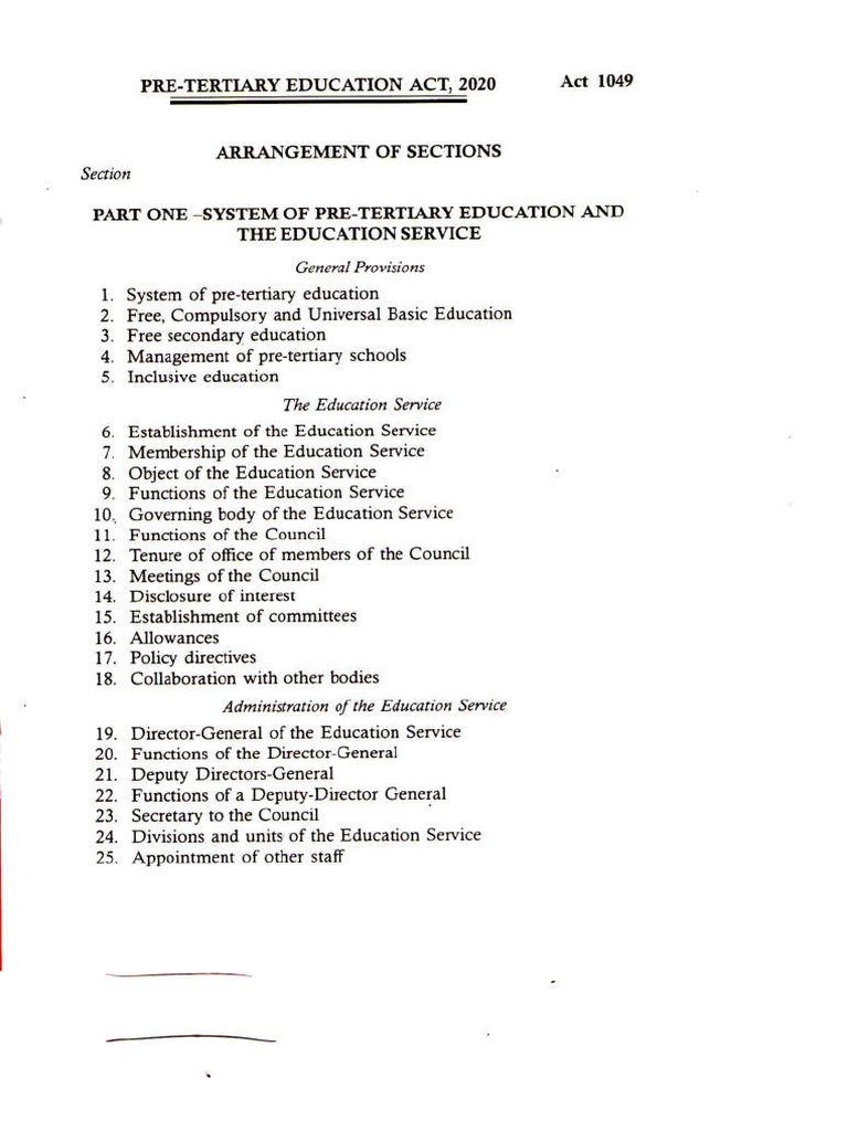 Pre Tertiary Education Acts 2020 | PDF