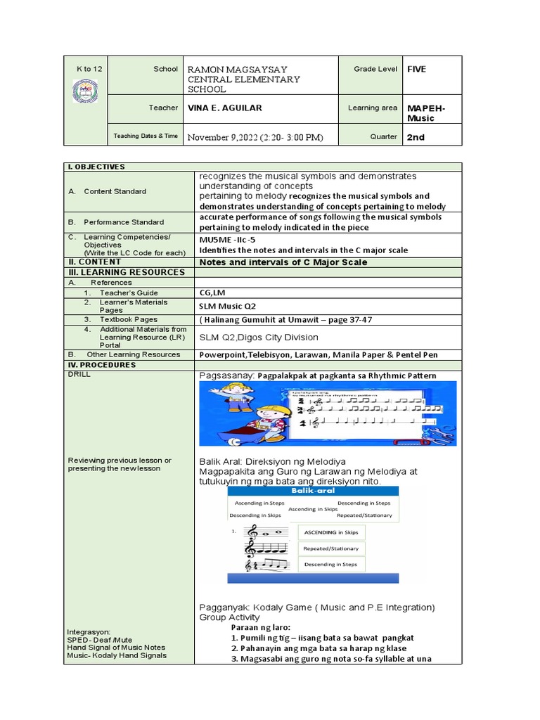 Cot DLP Mapeh 5 | PDF